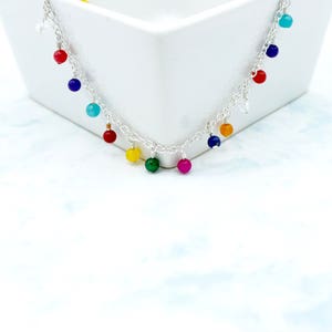 Dainty Beaded Silver Necklace, Delicate Beaded Silver Necklace ...