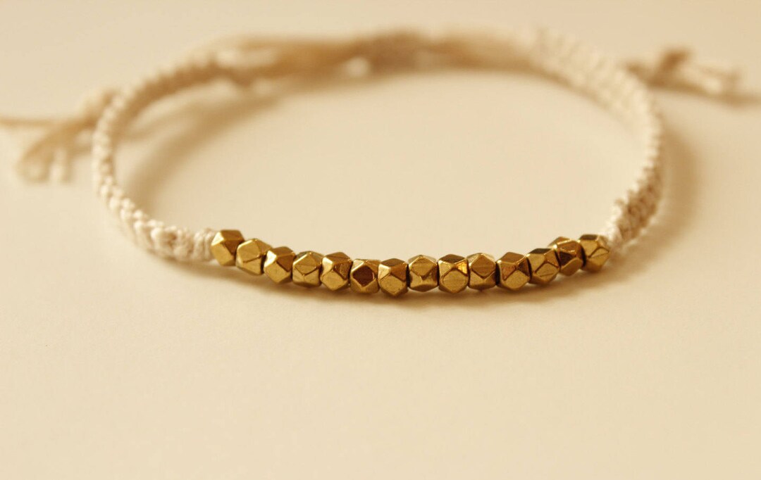 Tiny Gold Bead Friendship Bracelet, Gold Bead Yoga Bracelet, Everyday ...