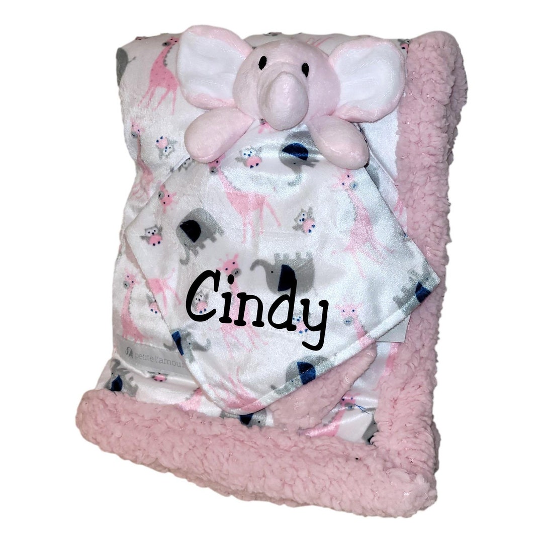 Pink Elephant Security Lovey With Reversible Blanket Gift Set for ...