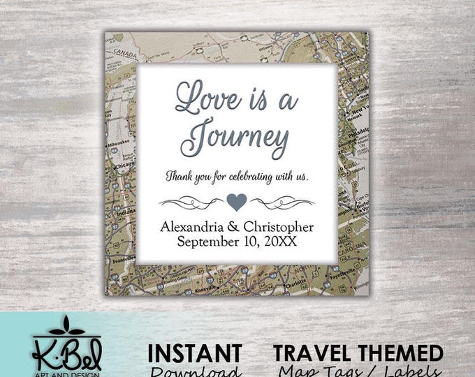 Printable Travel Themed Labels Map Favor Tags Road Map Stickers ...