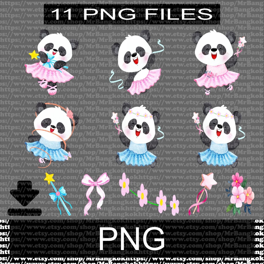 Cute Panda Ballerina Animals Ballet Watercolor Clipart Baby - Etsy