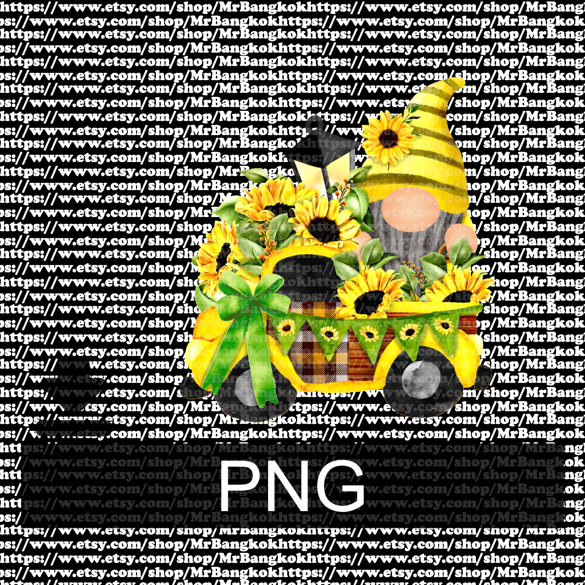 Sunflower Gnome Clipart, Sunflower Gnome Truck Sublimation Design, Cute ...