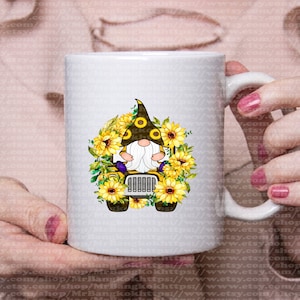 Sunflower Gnome Clipart, Sunflower Gnome Truck Sublimation Design, Cute ...