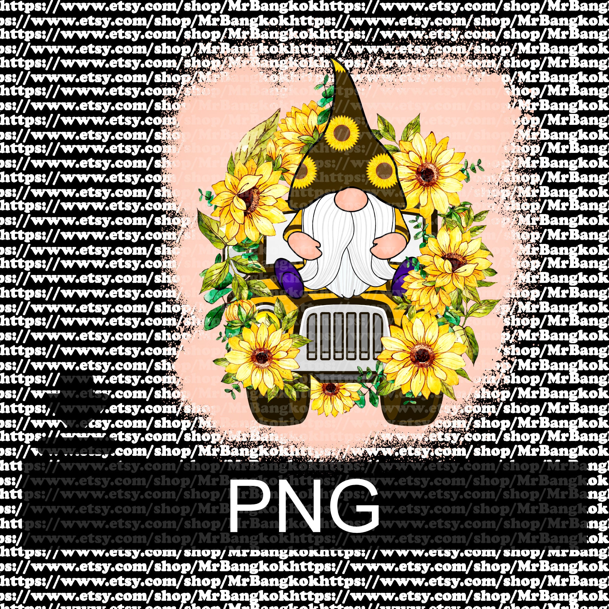 Sunflower Gnome Clipart, Sunflower Gnome Truck Sublimation Design, Cute ...