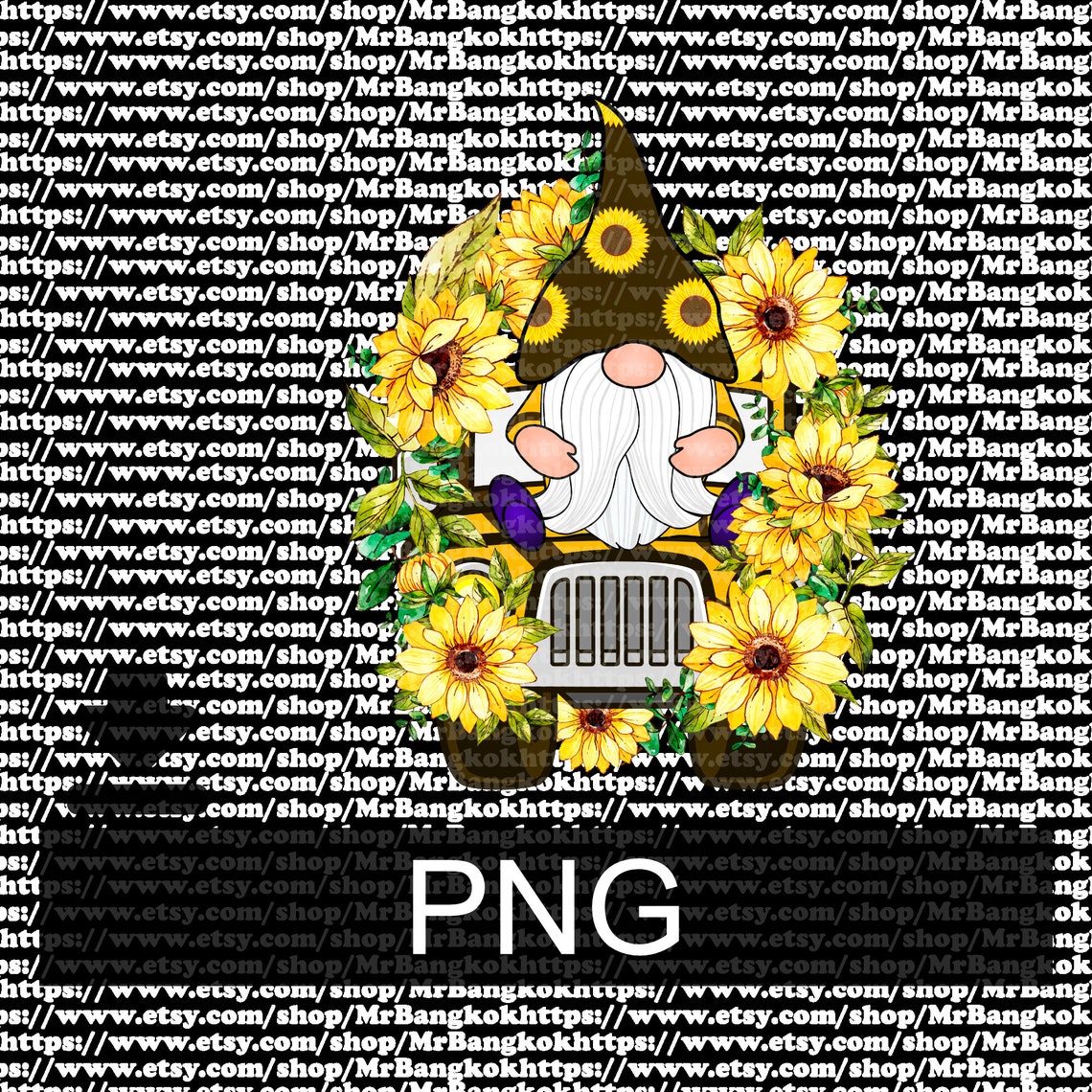 Sunflower Gnome Clipart, Sunflower Gnome Truck Sublimation Design, Cute ...