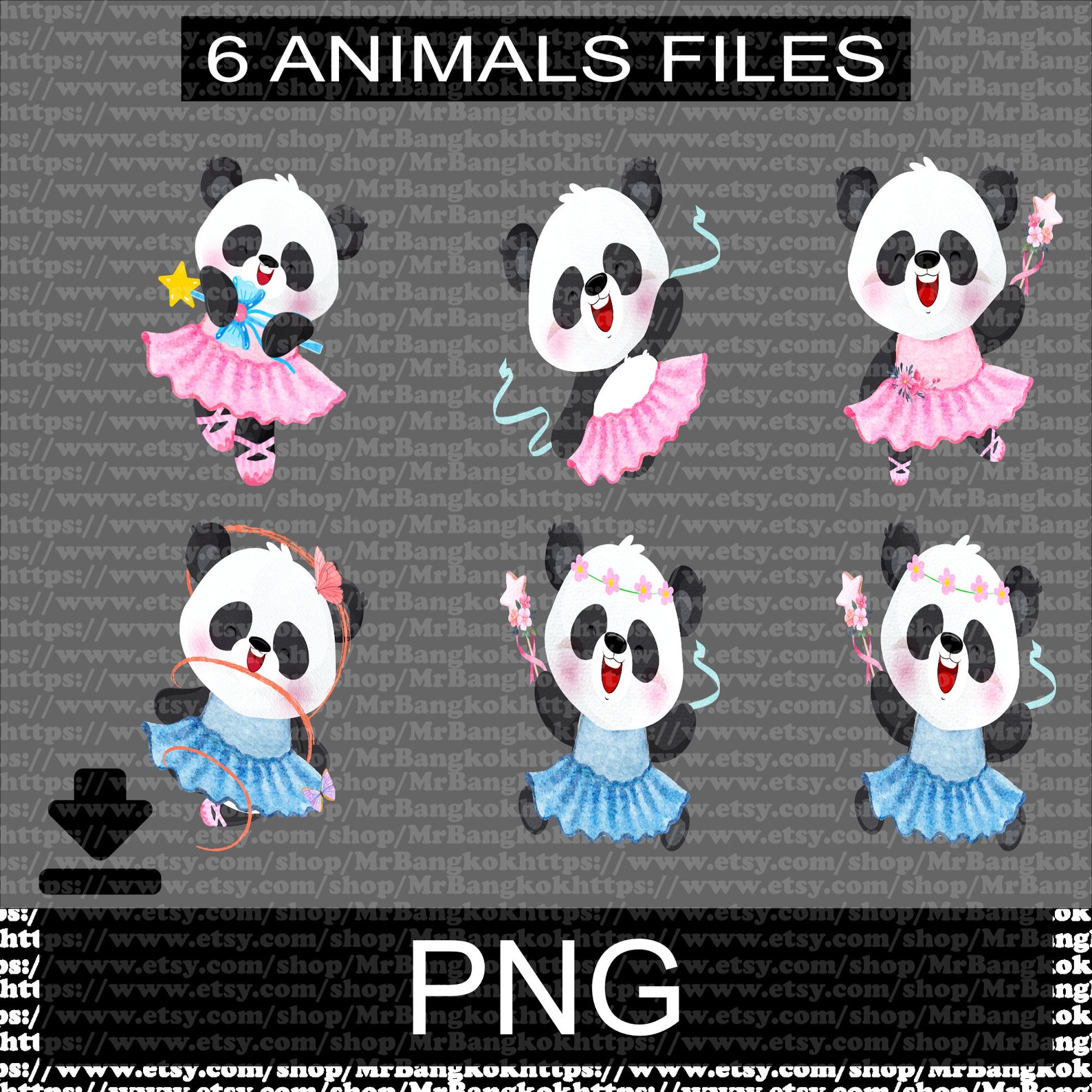 Cute Panda Ballerina Animals Ballet Watercolor Clipart Baby - Etsy