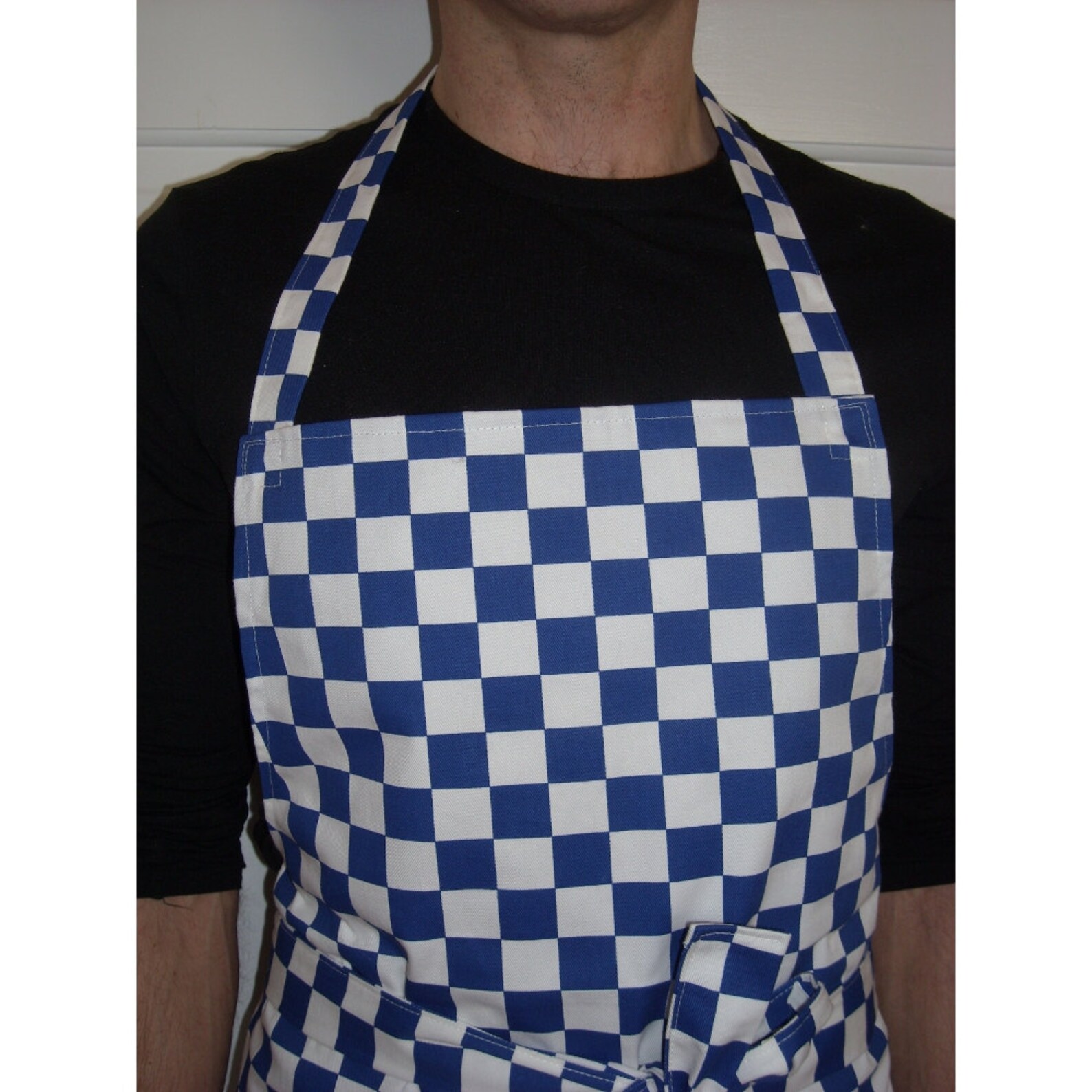 Apron Check Blue and White Cotton - Etsy UK