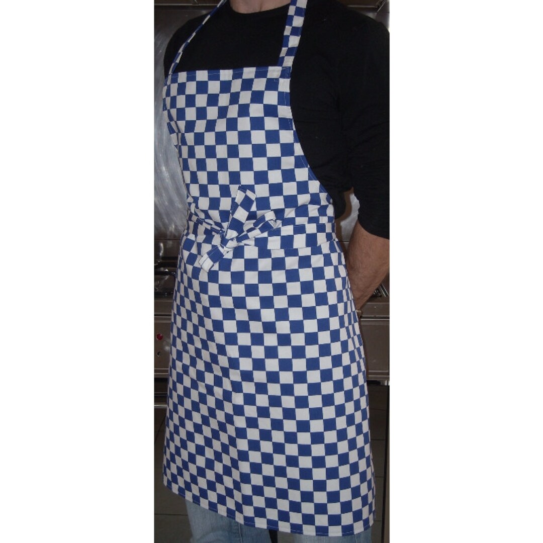 Apron Check Blue and White Cotton - Etsy UK