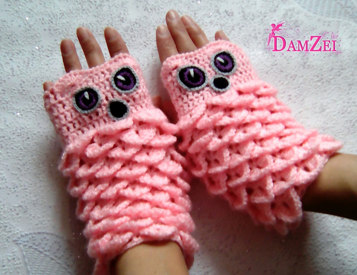 Mitenka Owls blanco accesorio de punto cálido | Etsy