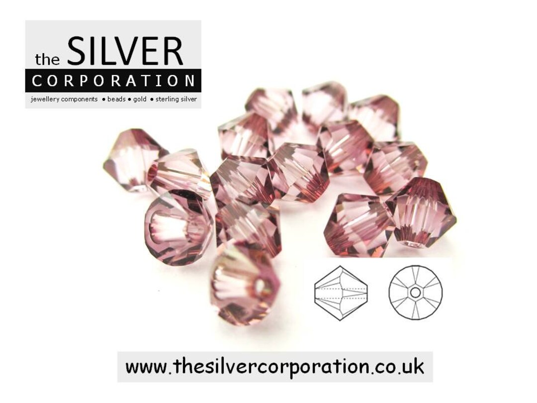 Swarovski 5328 4mm Antique Pink Bicone Beads Authentic Genuine | Pack ...