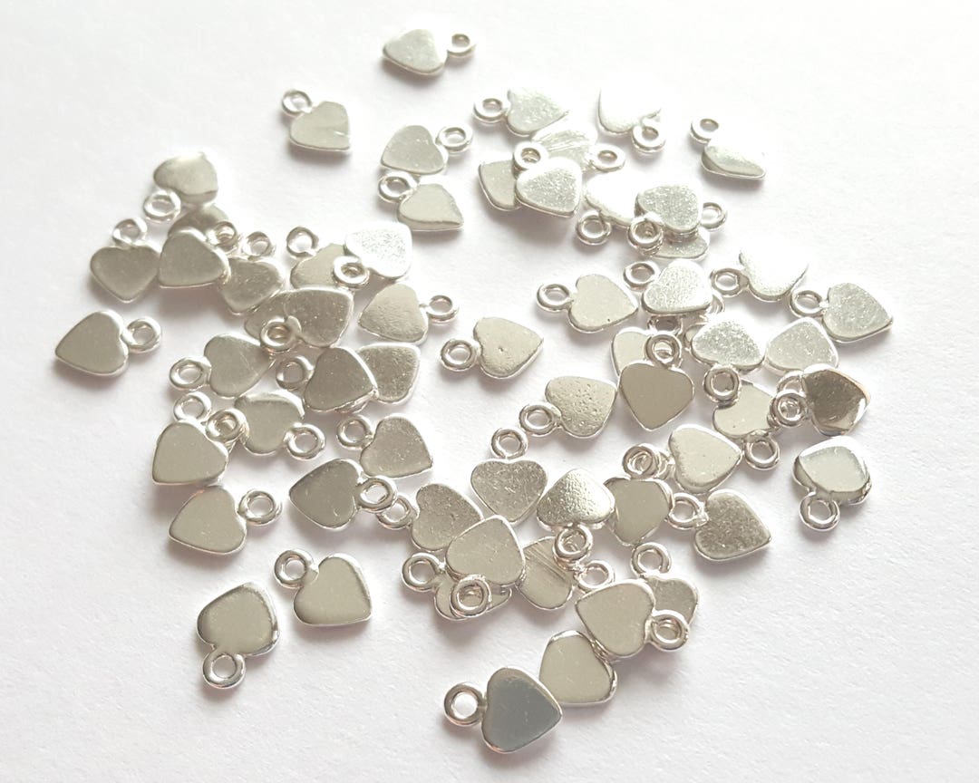 Sterling Silver 7mm X 5mm X 0.75mm Heart Tag, Ring at Top Has 1mm Hole ...