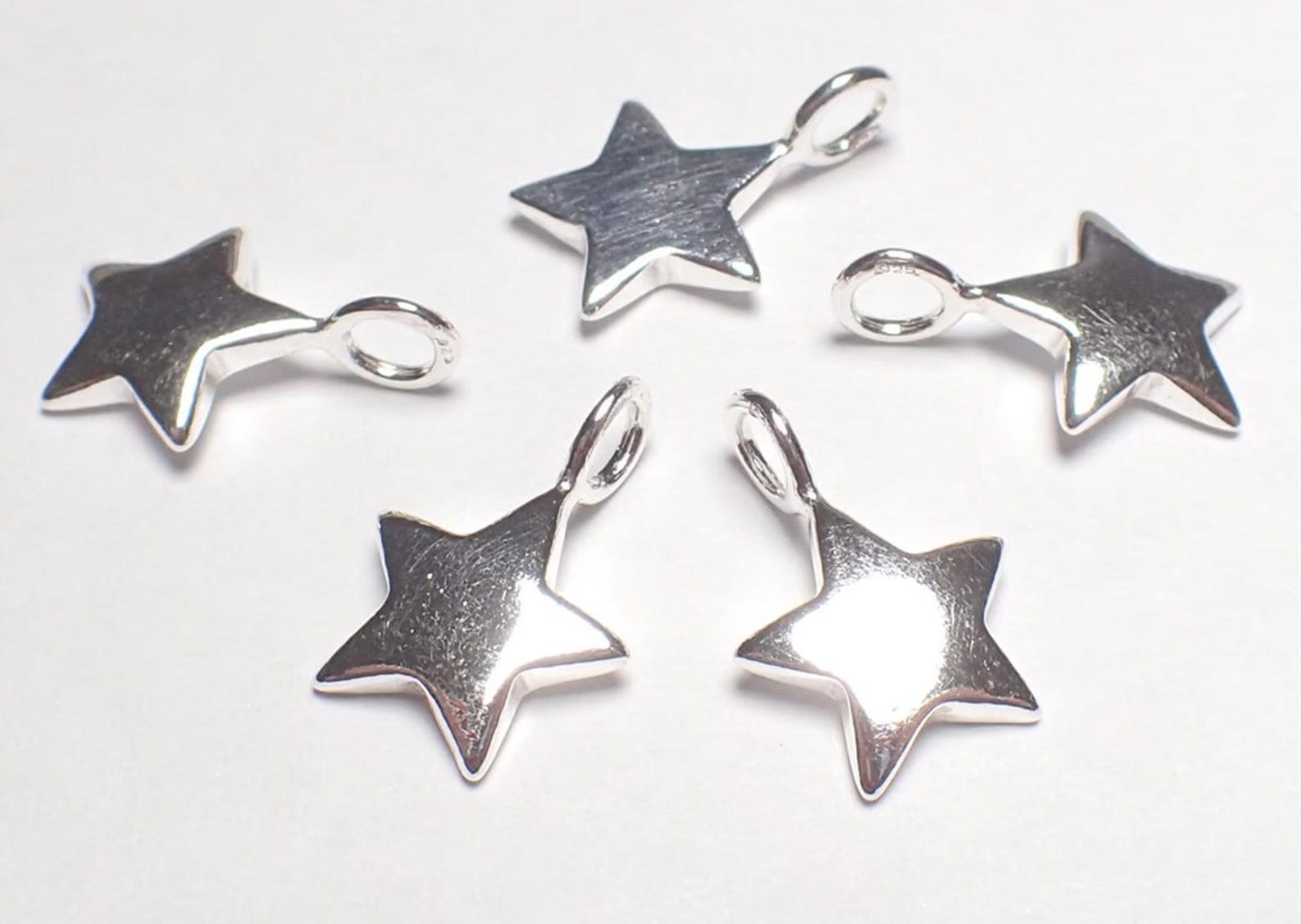 Sterling Silver 15mm X 10mm Puffed Star Charm / Pendant 925 Sterling ...