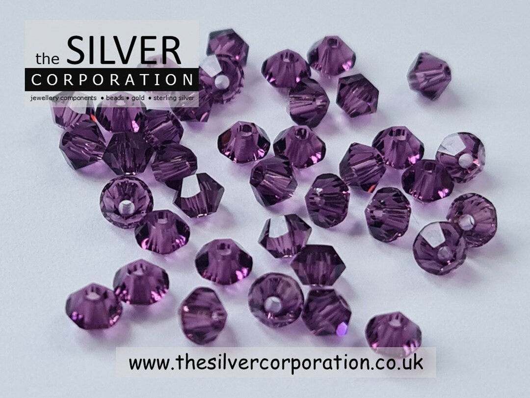 Swarovski 5328 3mm Amethyst Bicone Beads Authentic Genuine | Pack Sizes ...