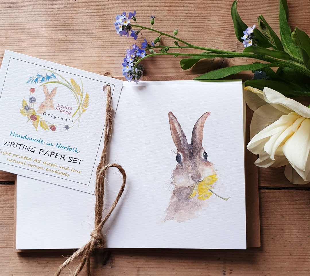 Bunny Writing Paper Set. Writing Paper Set. Hand Made Writing Paper Set ...