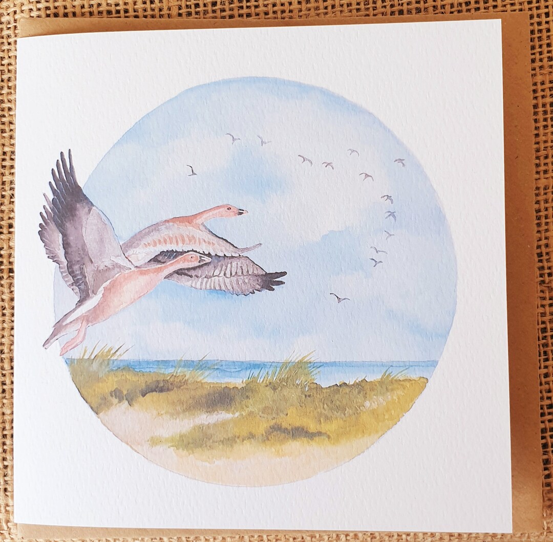 Geese Card. Hand Painted Image of Pink Footed Geese. Geese Watercolour ...