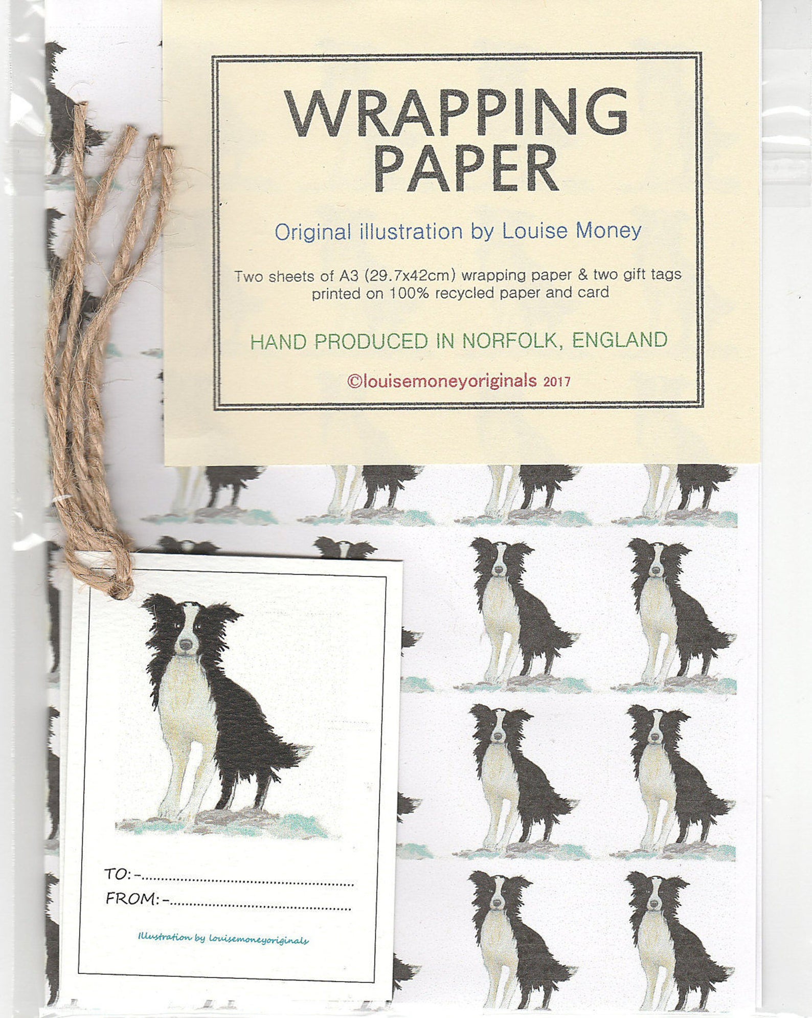 Border collie wrapping paper. Wrapping paper with a Border | Etsy