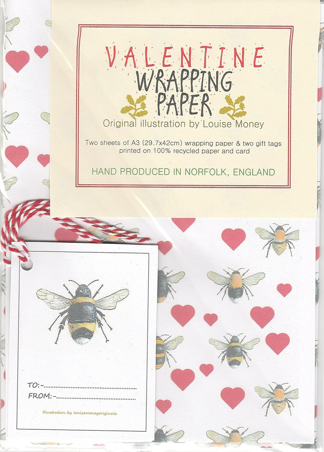 Bee Romantic Wrapping Paper. Romantic Gift Wrap With a Bee. Bee Gift ...