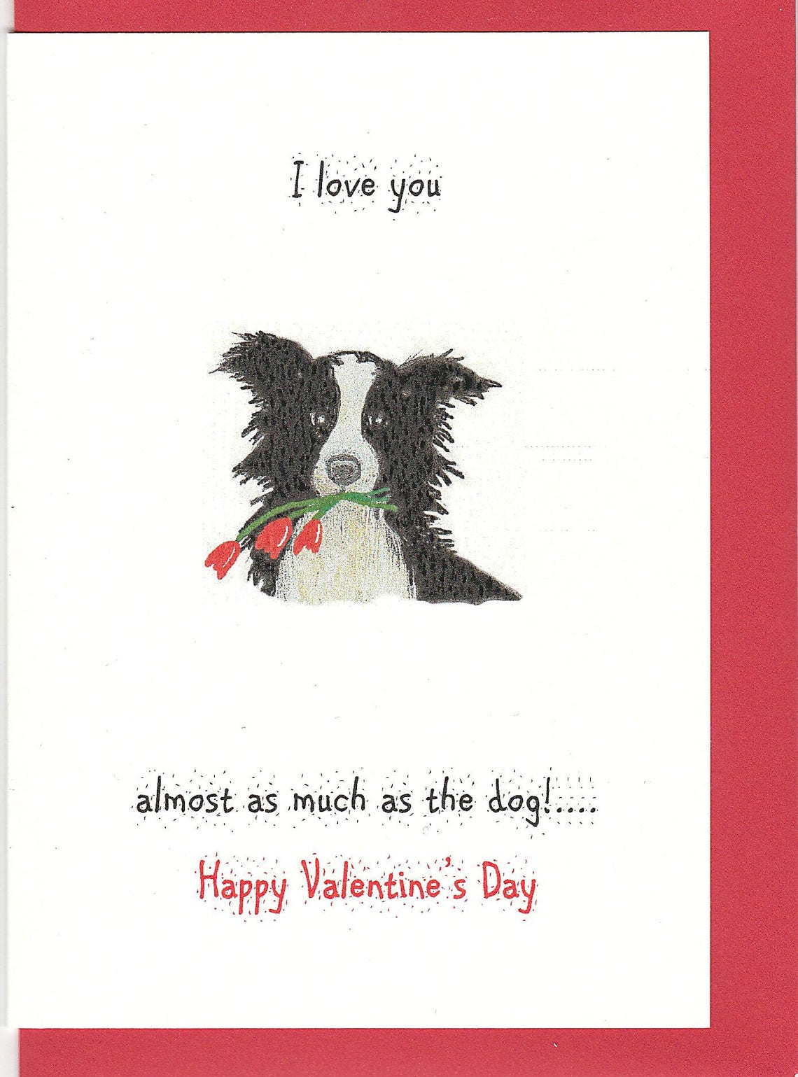 Border Collie. Border Collie Valentine Card. Valentine's Day Card. Card ...