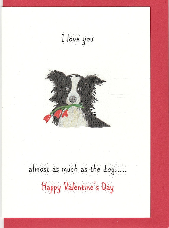 Border Collie. Border collie Valentine card. Valentine's | Etsy