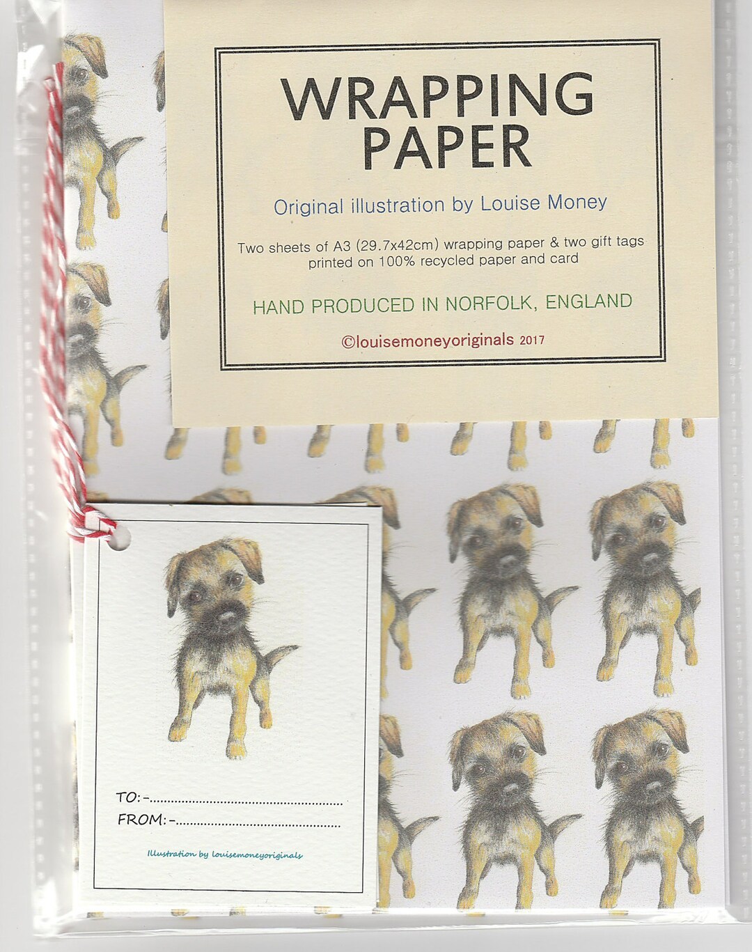 Wrapping Paper With Border Terrier Puppy. Puppy Wrapping Paper. Border ...