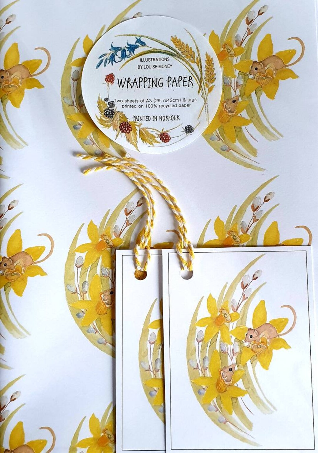 Mice & Daffodils Wrapping Paper. Mouse Wrapping Paper. Mouse Gift Wrap ...