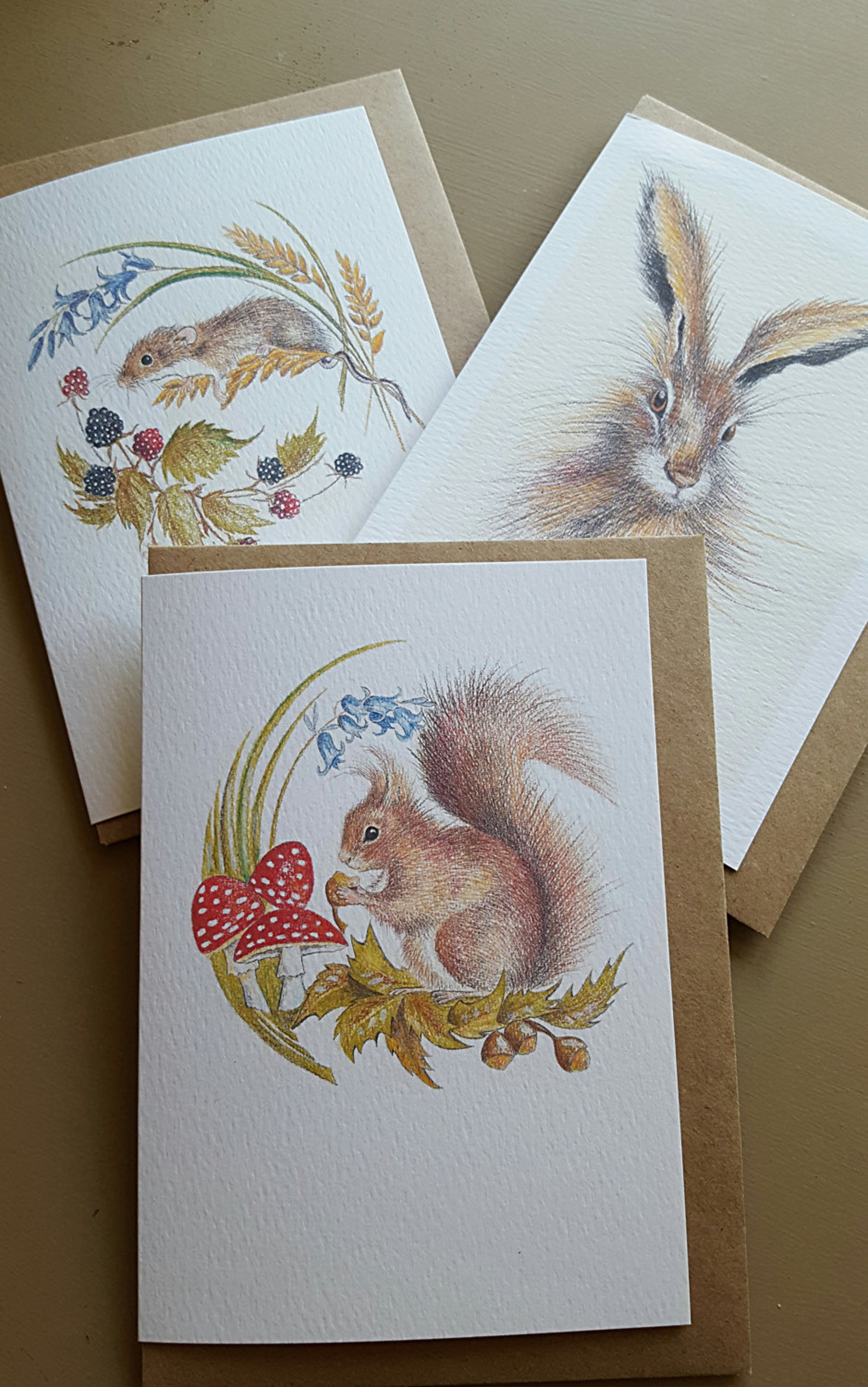 Squirrel Card. Hand Painted Squirrel Printed on Recycled Card. | Etsy