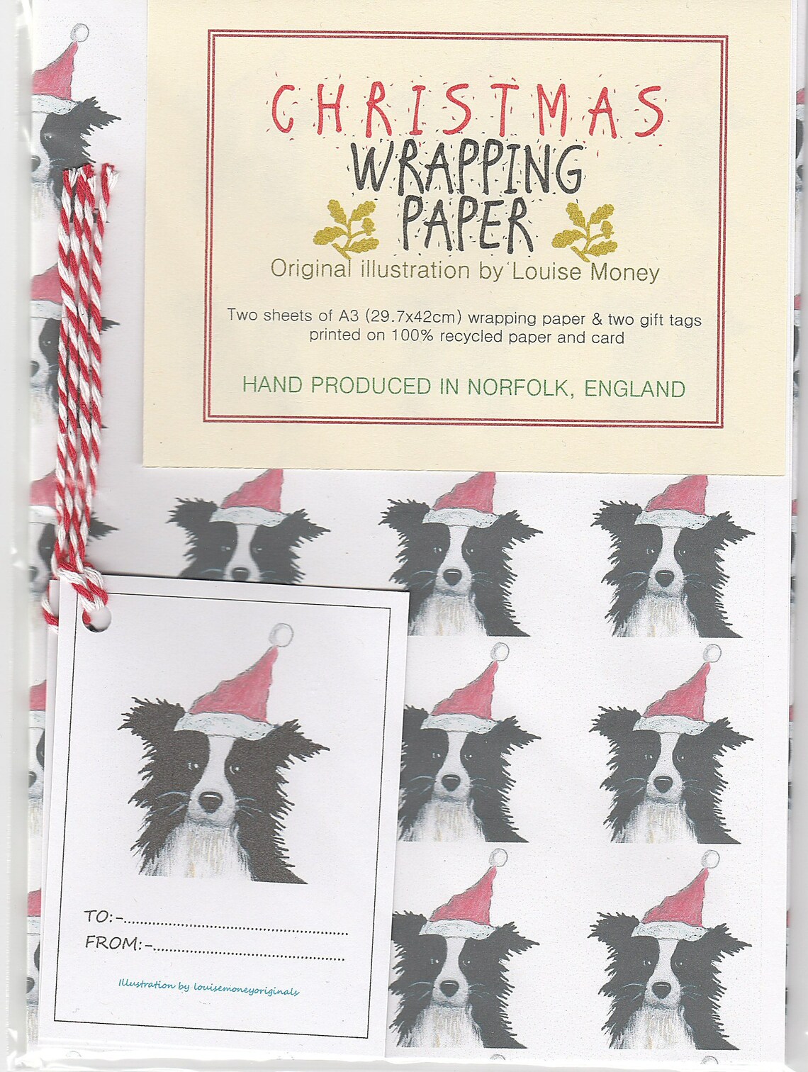 Border Collie Christmas wrapping paper. collie gift wrap. | Etsy