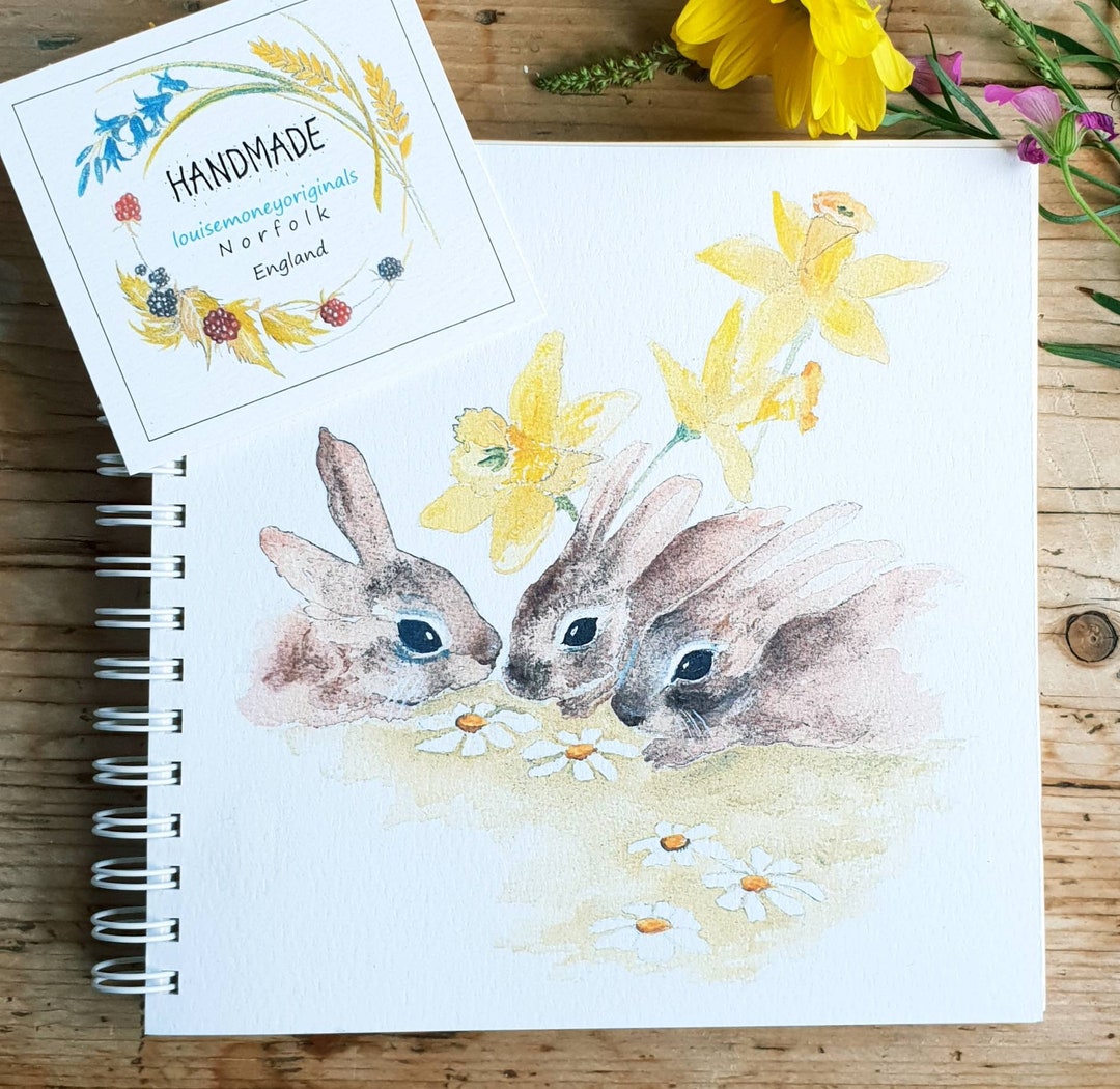 Bunny Notebook. Rabbit Notebook. Hand Made. Originally Hand Painted ...
