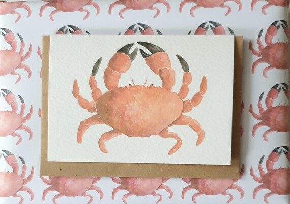 Crab Wrapping Paper. Wrapping Paper With a Crab. Original Artwork. Crab Gift Wrap. Funny Crab Gift. Crab Paper. Seaside. Nautical. Shellfish Etsy UK