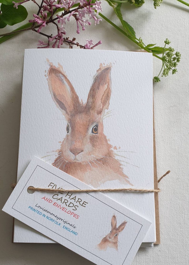 Hare Cards. Set of Five Hare Cards. Hare Watercolours. Hare - Etsy UK