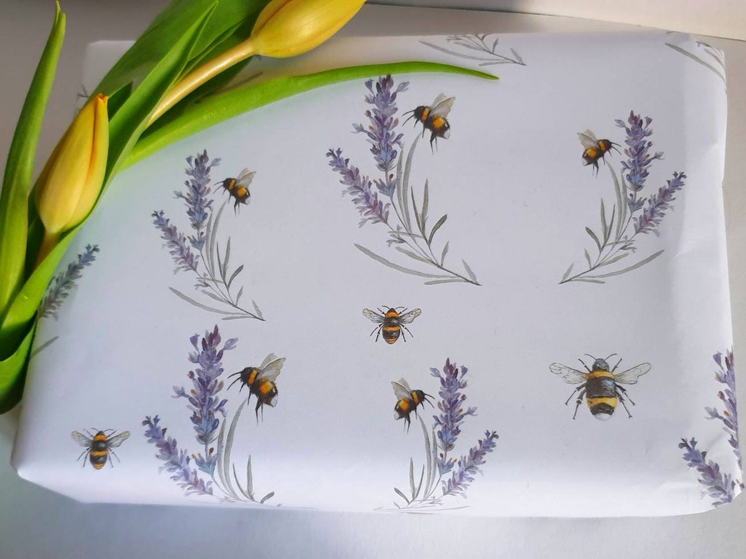 Lavender and Bees Wrapping Paper. Lavender Wrapping Paper. Lavender ...