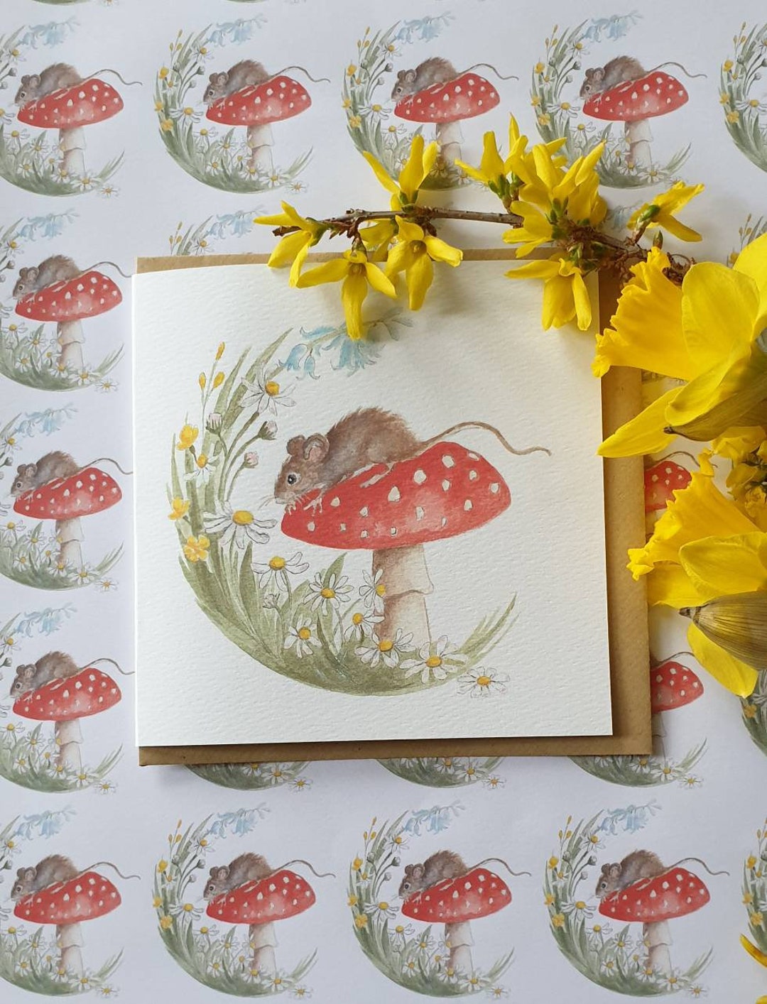 Mouse Greeting Card. Mouse Card. Originally Hand Drawn Art. Hand Made ...