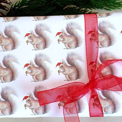 Squirrel Christmas Wrapping Paper. Christmas Paper With a | Etsy