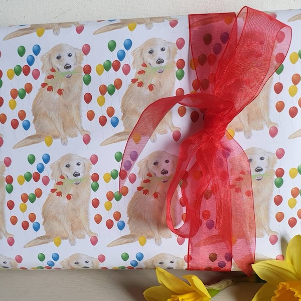 Christmas Golden Retriever Wrapping Paper - Etsy