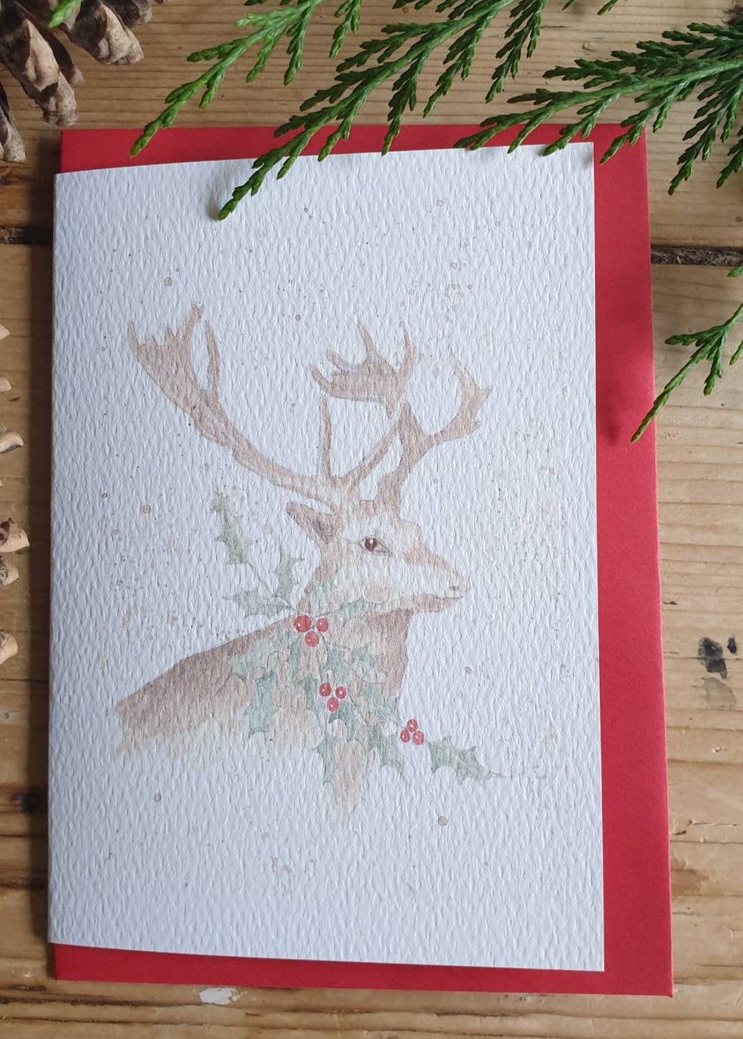 Stag Christmas Card. Card With a Stag. Christmas Stag Card. Stag With ...