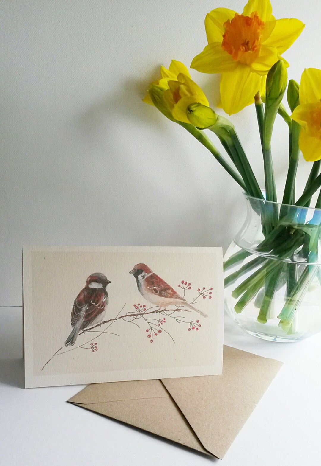 Sparrow Card. British Bird Card. Sparrow Watercolour Card. Garden Bird ...