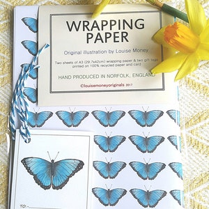 Butterfly Wrapping Paper. Blue Butterfly Paper. Paper With - Etsy