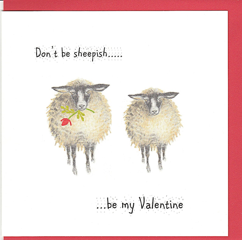Sheep Valentine Card. Valentine Card With a Sheep. Funny Sheep Card ...