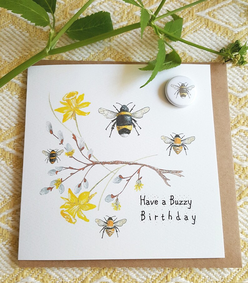 Bee Badge Card. Bee Birthday Card. British Bee Card. Bumblebee Card ...