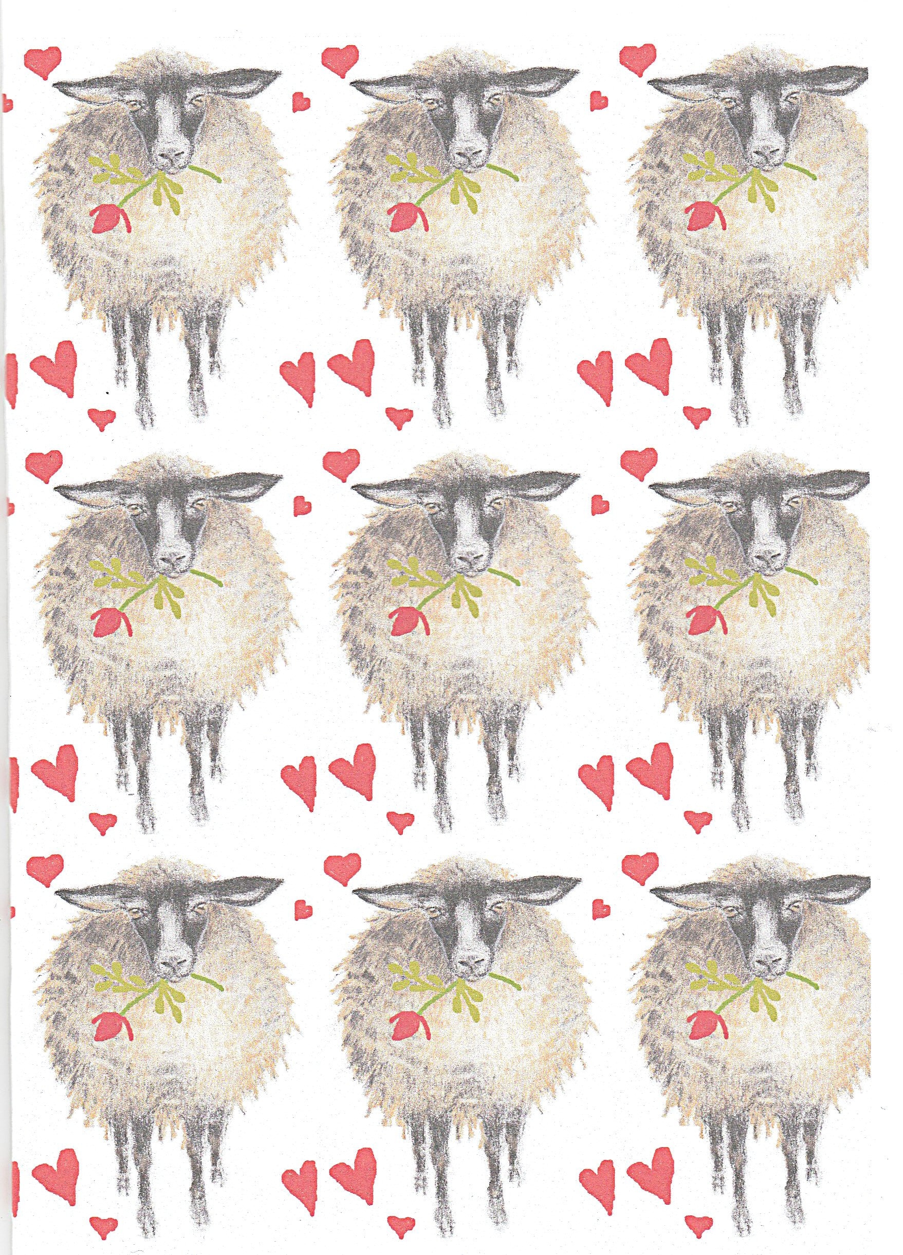 Sheep Romantic Wrapping Paper. Sheep Gift Wrap. Sheep Romantic | Etsy