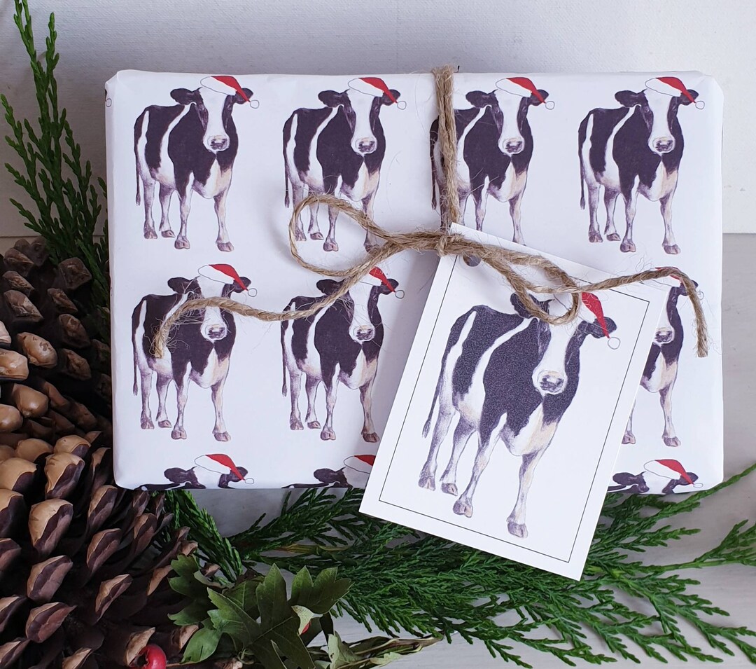 Cow Christmas Wrapping Paper, Cow Gift Wrap. Christmas Wrapping Paper ...