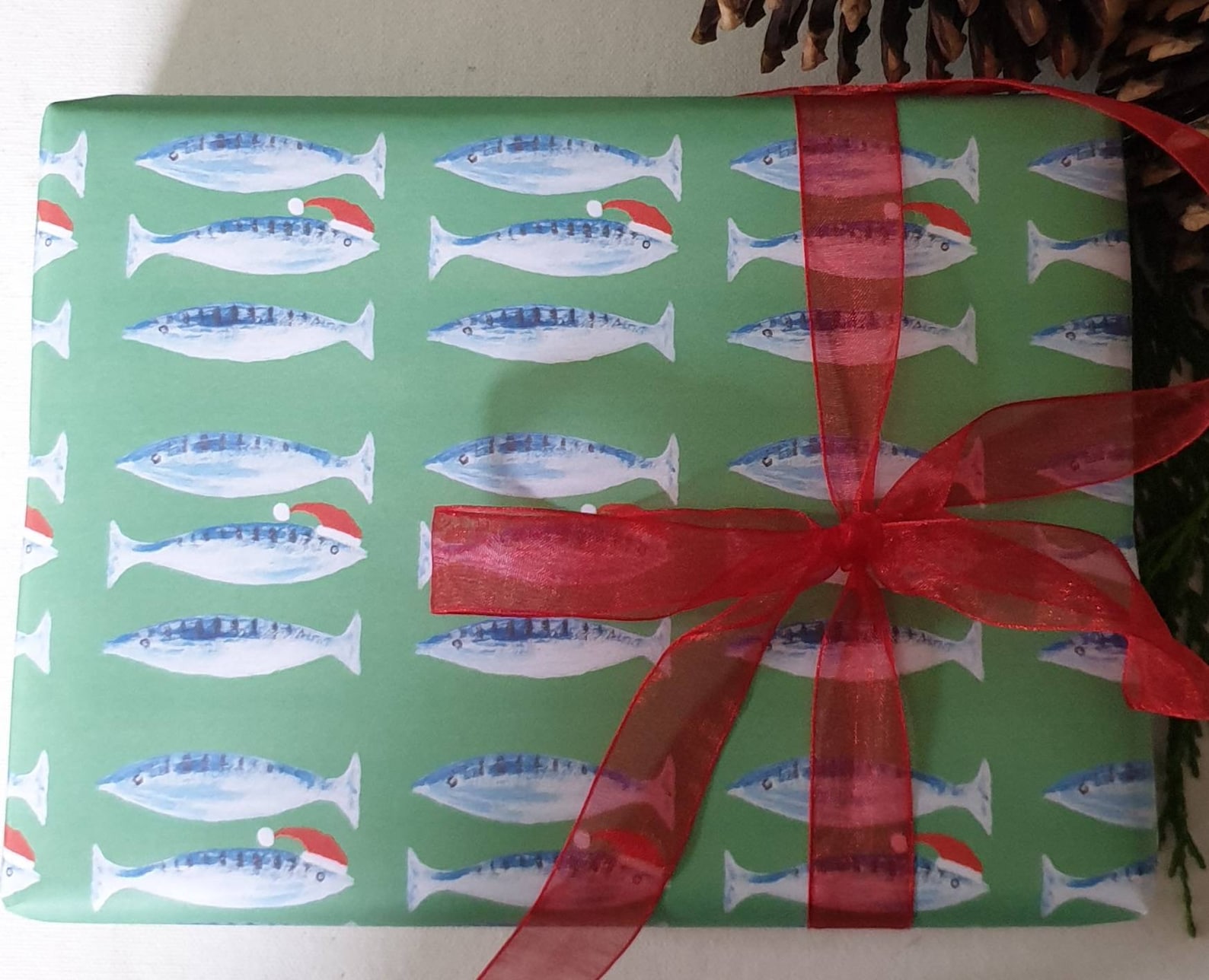Fish Christmas Wrapping Paper. Mackerel Christmas Wrapping Paper. Fish ...