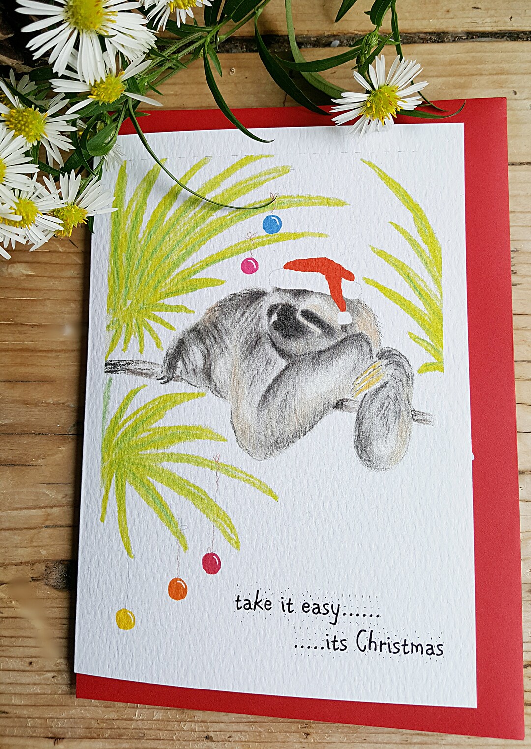 Sloth Christmas Card. Christmas Card With a Sloth. Funny Sloth Card ...
