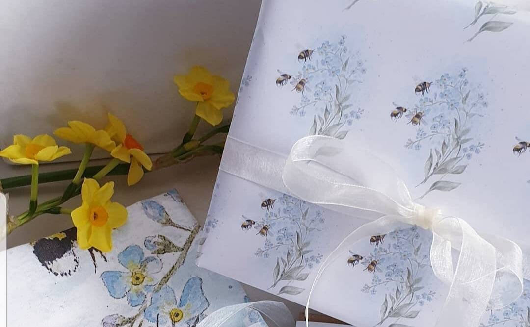 Forget-me-not and Bees Wrapping Paper. Forget-me-not Wrapping Paper ...