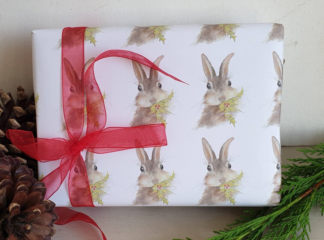 Bunny Christmas Wrapping Paper. Rabbit Wrapping Paper. Bunny Gift Wrap ...
