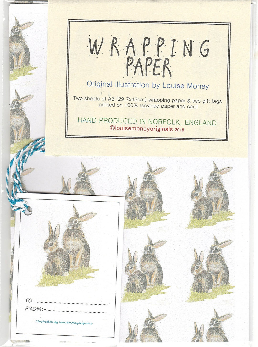 Bunny Wrapping Paper. Rabbit Wrapping Paper. Wrapping Paper With ...