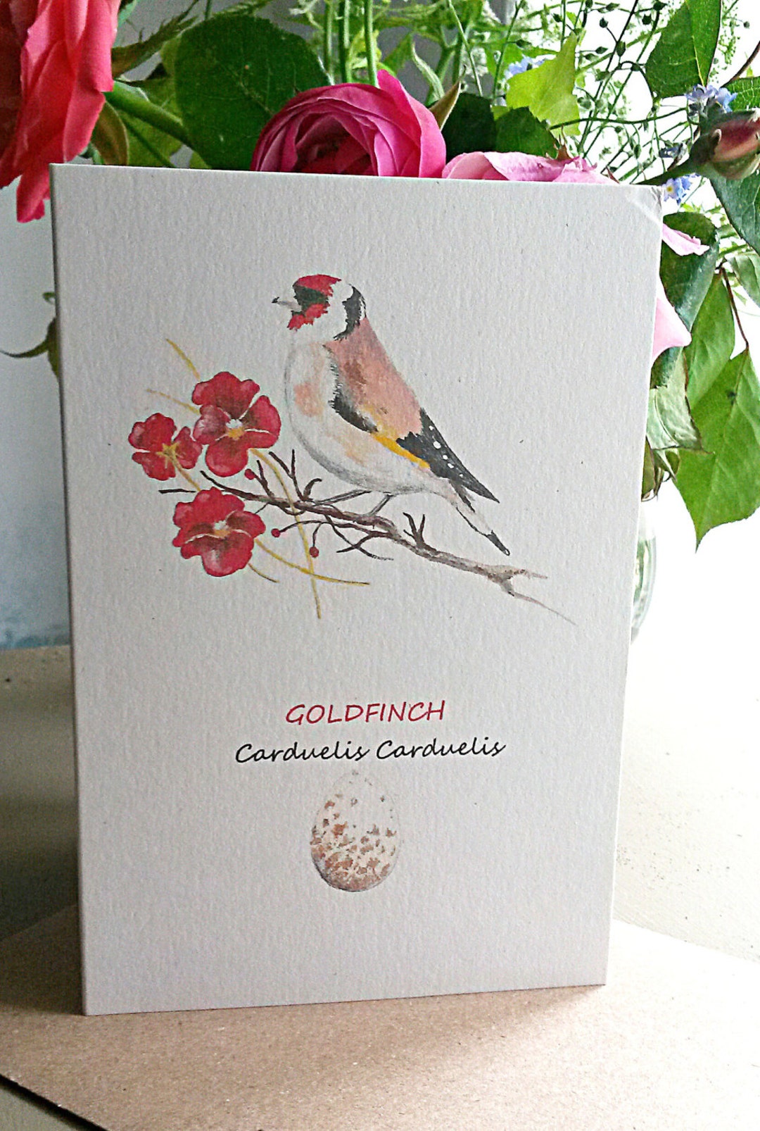 Goldfinch and Egg. Hand Painted Goldfinch. Bird Card. British Bird Card ...