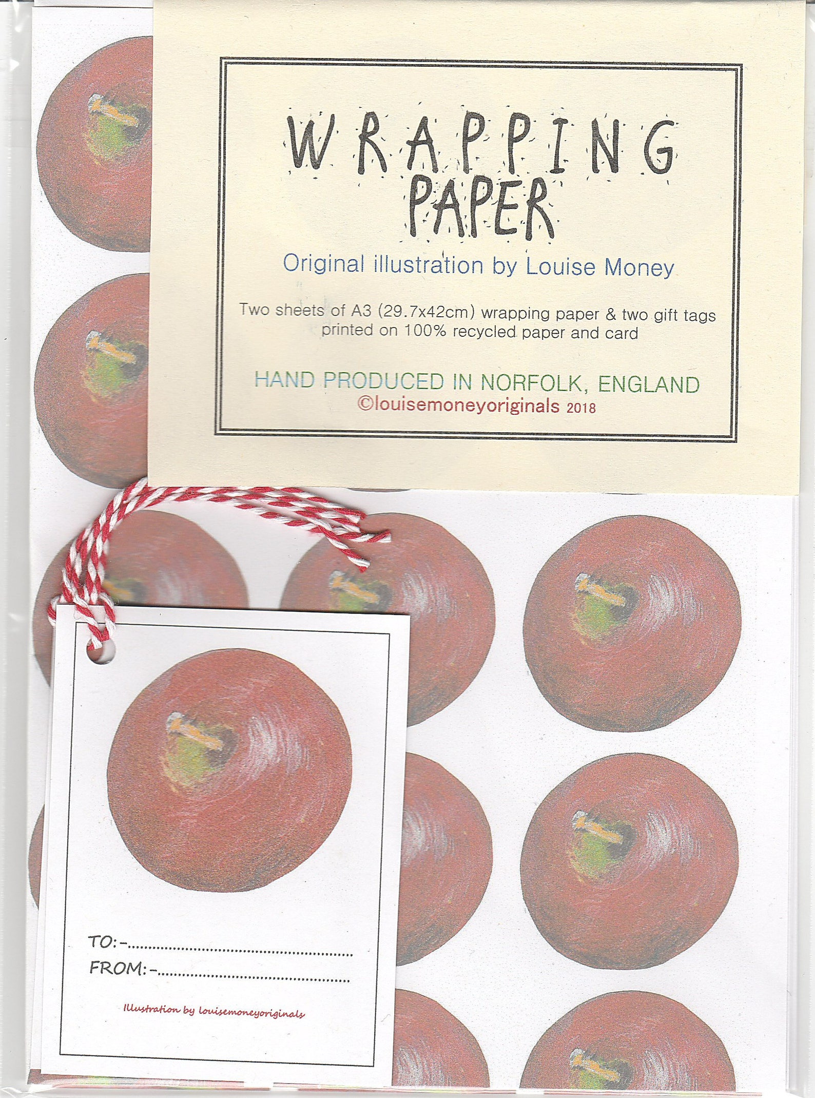Apple Wrapping Paper. Gift Wrap and Tags With Apples. Apple - Etsy