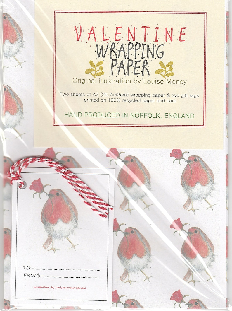 Robin Valentine Wrapping Paper. Robin Gift Wrap. Robin | Etsy