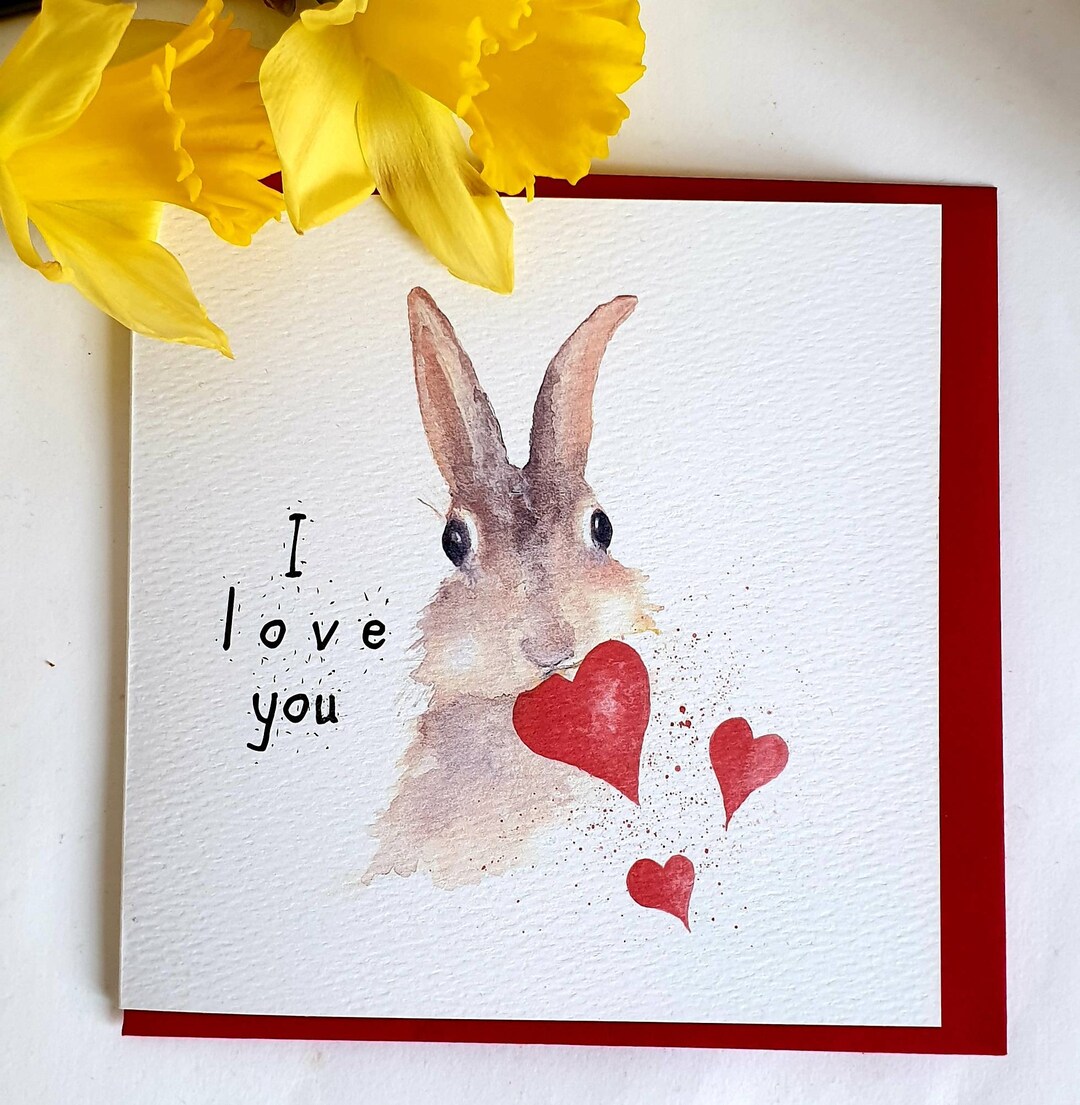 Bunnyvalentine Card.bunny Card. Romantic Card. Bunny Valentine Card ...
